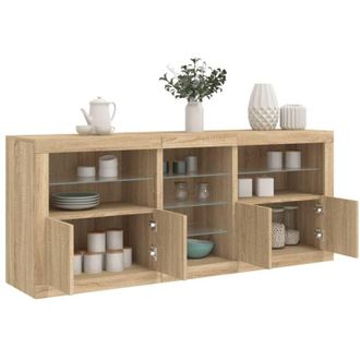 vidaXL Sideboard mit LED-Leuchten Sonoma-Eiche 181,5x37x67 cm - Vidaxl