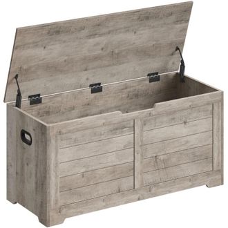 Vasagle Vasagle - Coffre de rangement banc chaussures 40 x 100 x 46 cm - Imitation grange - 2 charni&egrave;res de s&eacute;curit&eacute; - Pour couloir, chambre, salon