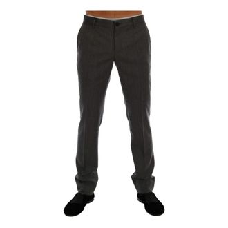 Dolce & Gabbana Graue Gestreifte Wollformale Hose - - Trousers - Herren - Grau - 2XL
