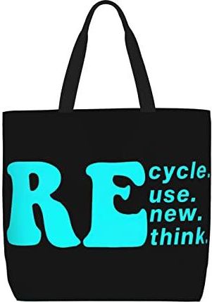 Generic Sac De Courses Recycler R&eacute;utiliser Renouveler Repenser Sac &Agrave; Main D&eacute;contract&eacute; Personnaliser Pliable Sacs En Toile &Eacute;paule, Pour Burea, Femmes, Filles, 