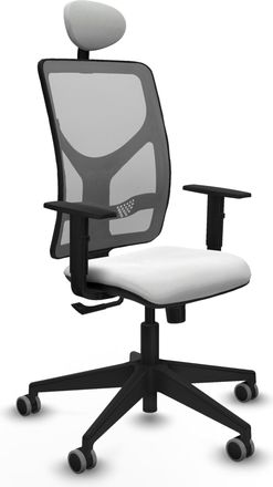 Piqueras y Crespo B&uuml;rostuhl Parkett mit 1D-Armlehnen, h&ouml;henverstellbare Lendenwirbelst&uuml;tze und festes Kopfteil, ausgestattet mit 3 Positionen und Schneidschaum, Grau/We