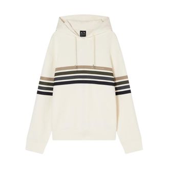 A|X Armani Exchange Homme, Sweatshirts et sweats &agrave; capuche, Beige, Taille: L Sweat &agrave; capuche &agrave; Rayures sur la Poitrine