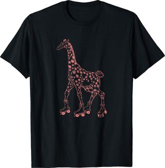 Seembo Giraffe Skating Rollschuhe Derby Skater Lustiges Tier T-Shirt