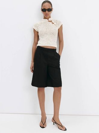Mango Stricktop mit Lochmuster ecru - Damen - XS - MANGO