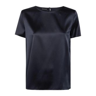 Emporio Armani Satin-T-Shirt - - Tops - Damen - Blau - M