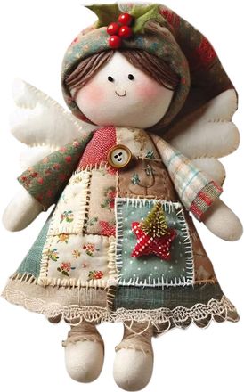 Generic Weihnachtsdekoration, Vintage, handgefertigt, aus Stoff mit Engelspuppendekoration f&uuml;r M&auml;dchen, f&uuml;r Erwachsene, M&auml;dchen, Anf&auml;nger, Liebhaber
