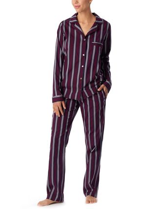 Schiesser Damen Pyjama Lang Pyjamaset, lila, 44