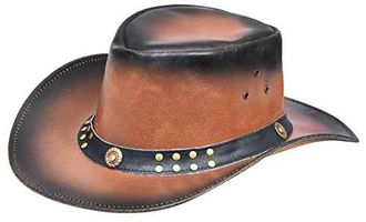 Infinity Leather Chapeau Australien en Fausse Fourrure Fum&eacute; de Style Western Marron S