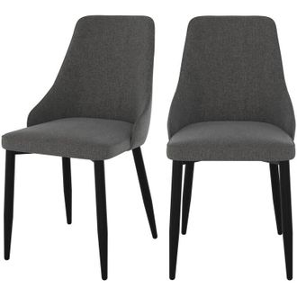 Rendez-Vous D&eacute;co Rendez-vous D&eacute;co - Lot de 2 chaises en tissu gris fonc&eacute; et pieds en m&eacute;tal - pipo
