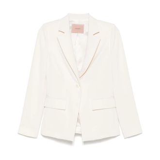 Twinset Wei&szlig;e Gekn&ouml;pfte Frontjacke mit Taschen - - Jackets - Damen - Wei&szlig; - XL