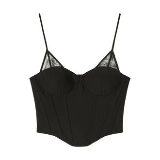 Patrizia Pepe Femme, Tops, Noir, Taille: 40 FR Corset avec D&eacute;tails en Dentelle