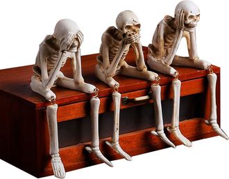 Generic 3 Stück Halloween -Figur Skelett Halloween | Dekorative Statue Prop Fototapete Shop Anzeige Schlafzimmer Party School Haunted Haus Wohnzimmer Creepy S