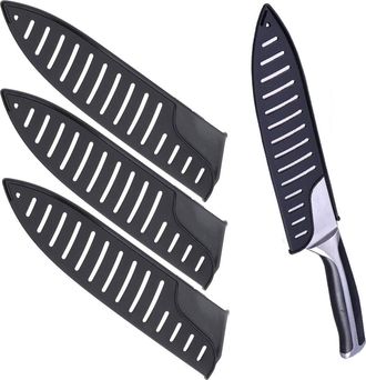 BESTONZON 3 Stücke Klingenschützer Kunststoff Messerhülle Küchenmesser Schutzhülle für 8 Zoll Messer (schwarz)