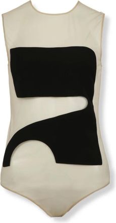 Courr&egrave;ges Femme, Tops, Noir, Taille: 38 FR Illusion AC Bodysuit