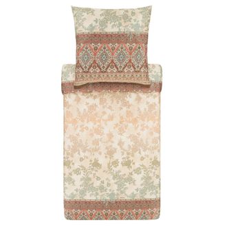 Bassetti AGRIGENTO Bettwäsche + 1 Kissenhülle aus 100% Baumwollsatin in der Farbe Beige 41, Maße: 155x220 + 1 K 80x80 cm - 9321853