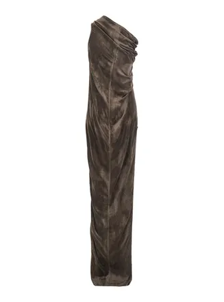 Rick Owens Womens Brown Asymmetric Long Dress With Slit Viscose