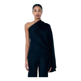 Rick Owens Femme, Blouses et Chemises, Noir, Taille: 40 FR Haut Asym&eacute;trique en Satin