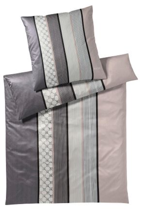 Joop Bettw&auml;sche Cornflower, Anthrazit, Rosa, Textil, Streifen, 200x200 cm, Oeko-Tex Standard 100, pflegeleicht, schadstoffgepr&uuml;ft, edel gl&auml;nzend, dicht gew