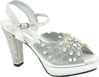 Generic YUJIEBB - Escarpins &agrave; bout ouvert pour femme - Chaussures de luxe &agrave; design creux - Chaussures assorties pour mari&eacute;e, Argent&eacute;., 39.5 EU