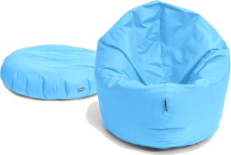 BuBiBag 2in1 Sitzsack Sitzkissen mit F&uuml;llung |Jumbo &Oslash;: 155 cm, Hellblau | Indoor & Outdoor Beanbag | Geeignet f&uuml;r Kinder Innen- & Au&szlig;enbereich Kinderzimmer | 