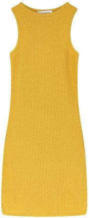 Laneus Femme, Robes, Jaune, Taille: 34 FR Robe Tricot&eacute;e Sans Manches &agrave; Col Ras du Cou