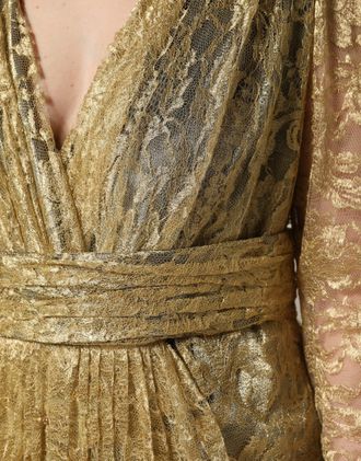 Dolce & Gabbana Womens Gold Sheer Lace Crystal Embellished Dress Nylon Lurex