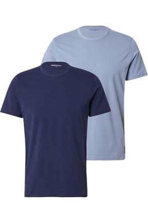 Emporio Armani Mans Essential LOGOLABEL Lot de 2 t-Shirts &agrave; col Rond Gris Taille XL Coupe Droite, Gris, XL