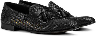 Doucal's Woven Calf Leather with Tassel Loafer - Black
