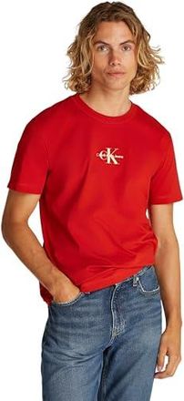Calvin Klein T-Shirt Manches Courtes Homme Monologo Col Ras-du-Cou, Rouge (Deep Magma), M
