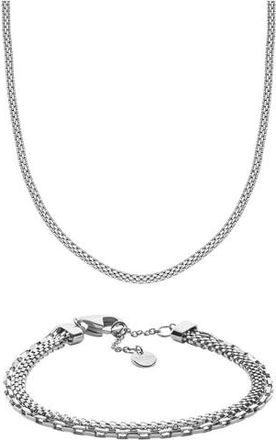 Skagen Collier et Bracelet pour Homme Tov Mesh en Acier Inoxydable Argenté, Set