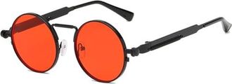 Generic Lunettes De Soleil Rondes En M&eacute;tal For Hommes Et Femmes, Id&eacute;ales For La Conduite Ext&eacute;rieur Ou Les Trajets Quotidiens(Red)