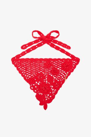 Ganni Foulard crochet&eacute; en coton Goji Berry - Pour Femme