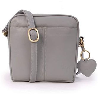 Gigi Petit Sac Bandouli&egrave;re Femme Cuir - Sac &agrave; Main - Sac Port&eacute; Crois&eacute; Avec Bandouli&egrave;re R&eacute;glable - 22-29 - Gris