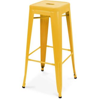 Oviala Tabouret de bar en m&eacute;tal jaune mat