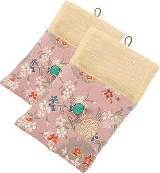 IFUNDOM 2 pi&egrave;ces Pochette Bijoux Voyage Femme Chinoise Lot Rose Brocart Traditionnel Rangement S&eacute;curis&eacute; pour Colliers Boucles Oreilles Bracelets