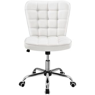Yaheetech Yaheetech - Chaise de Bureau &agrave; Roulettes Chaise dOrdinateur en Similicuir avec Assise R&eacute;glable et Si&egrave;ge Dossier Rembourr&eacute;s D&eacute;tachables Blanc