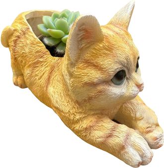 Generic K&auml;tzchen Blumentopf - Harz Mini Pflanzer F&uuml;r Innenraum, Cute Cat Design Container, Robuste Leichtbau Mit Rutschfester Basis | Ideale Pflanzenhalteropt