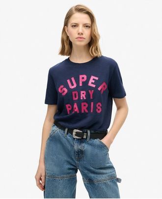 Superdry T-shirt d&eacute;contract&eacute; &agrave; logo paillet&eacute;