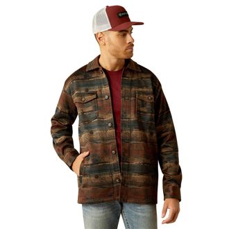 Ariat Mens Caldwell Printed Shirt Jacket Long Sleeve in Cub, Size Small, by Ariat