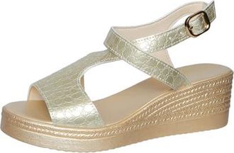 Generic Sandales compens&eacute;es Espardilles &agrave; bout ouvert pour femme - Chaussures d&eacute;t&eacute; d&eacute;contract&eacute;es pour la plage et la marche avec boucle &agrave; la cheville, dor&eacute;, 4