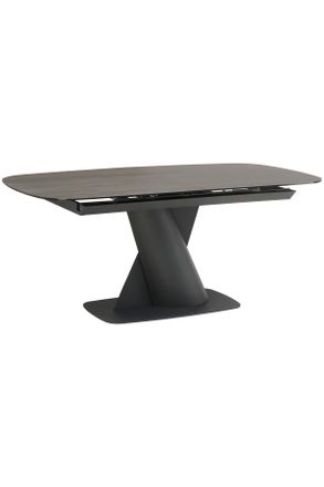 Livetastic Esstisch, Anthrazit, Schwarz, Metall, Glas, Keramik, bootsf&ouml;rmig, Bodenplatte, 180-230x76x95 cm, ausziehbar, Esszimmer, Tische, Esstische, Glastische