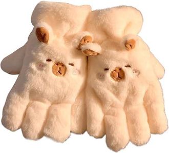 Generic Jolis gants Capybara - Mitaines isol&eacute;es pour la saison froide avec un charmant look de personnage Capybara, texture en peluche confortable | Cadeau te