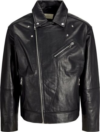 Jack & Jones JACK&JONES Herren Jprccvince Leather Biker JKT Lederjacke, Black, S