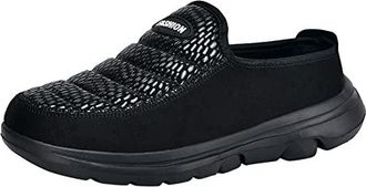 Generic Pantoufles en tissu imperm&eacute;able et antid&eacute;rapant &agrave; bout rond pour homme - Respirantes - Avec soutien de la vo&ucirc;te plantaire - Large largeur, Noir, 39 2/