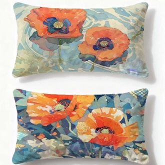 Generic Gebranntes Orange Kissenbezug Blume Sofakissen 30x50cm Rectangle Zierkissen 2er Set,2026 Neu Samt Kissenbez&uuml;ge Mit Verstecktem Rei&szlig;verschluss f&uuml;r Wint