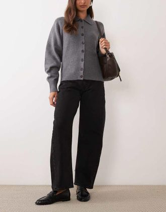 Abercrombie & Fitch jean coupe barrel taille haute en noir intense