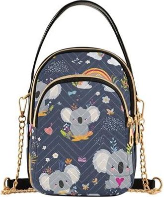 Mnsruu Sac à bandoulière pour femme avec sangle réglable Motif koala arc-en-ciel nuage