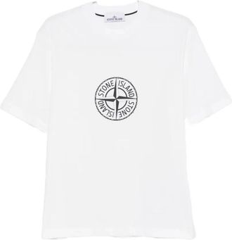 Stone Island Homme, Tops, Blanc, Taille: 2XL T-Shirt