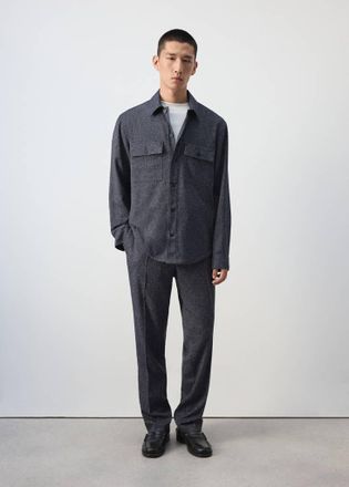 Mango Surchemise regular fit textur&eacute;e bleu - Homme - XXL - MANGO MAN