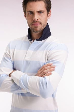 Eden Park Maillot Manches Longues En Jersey &Agrave; Rayures Rugby Ciel Et &Eacute;cru
